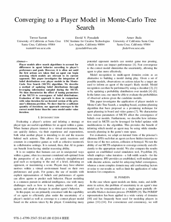 (PDF) Converging to a player model in Monte-Carlo Tree Search