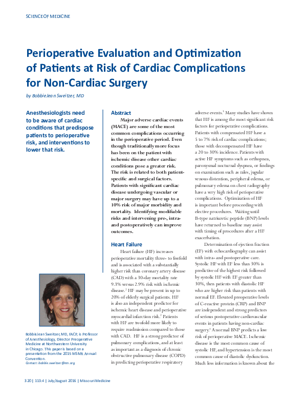 (PDF) Perioperative Evaluation and Optimization of Patients at Risk of ...