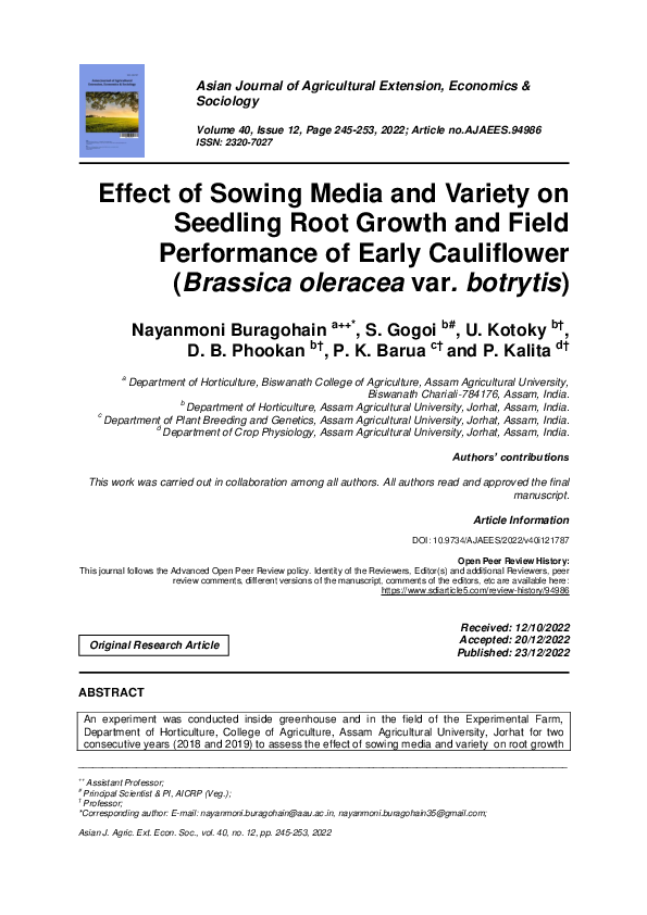 (PDF) Effect of Sowing Media and Variety on Seedling Root Growth and ...
