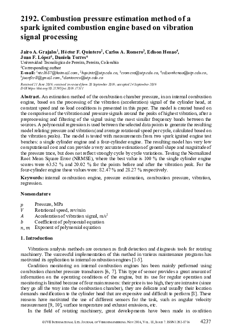 (PDF) Vibration-Based Combustion Pressure Estimation