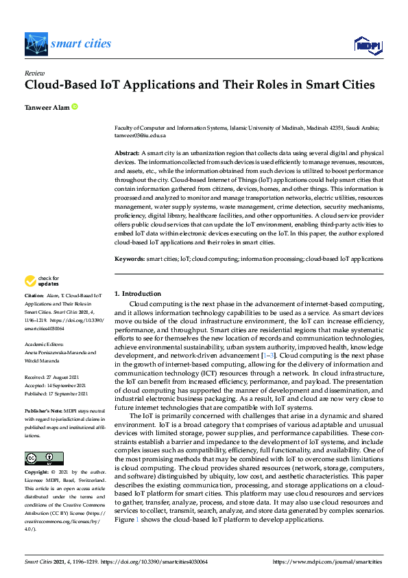 (PDF) Cloud-Based IoT Applications and Their Roles in Smart Cities