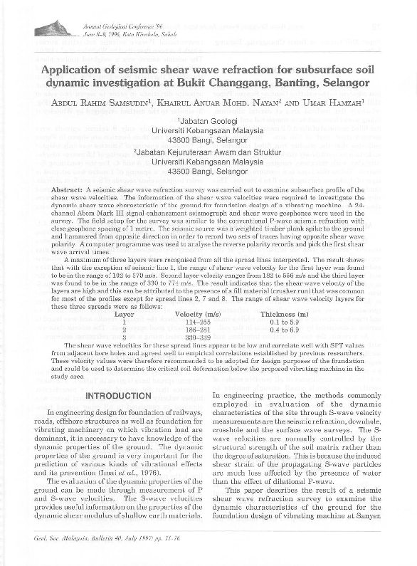 (PDF) Application of seismic shear wave refraction for subsurface soil dynamic investigation at ...