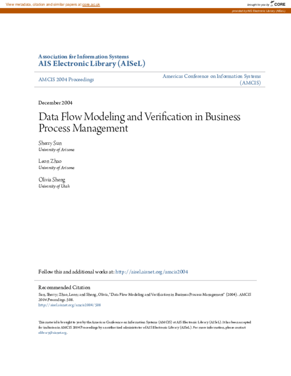 (PDF) Data flow modeling and verification in business process management | Olivia Liu Sheng ...