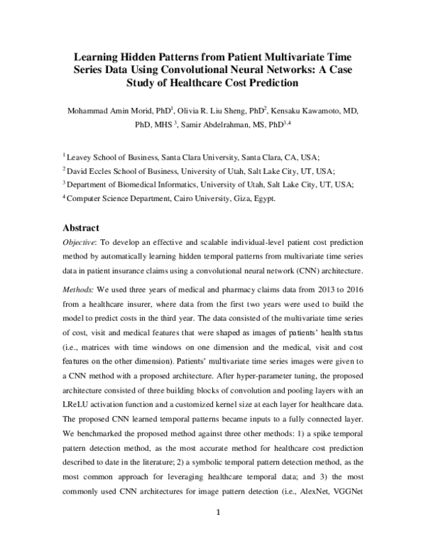 Pdf Learning Hidden Patterns From Patient Multivariate Time Series Data Using Convolutional 