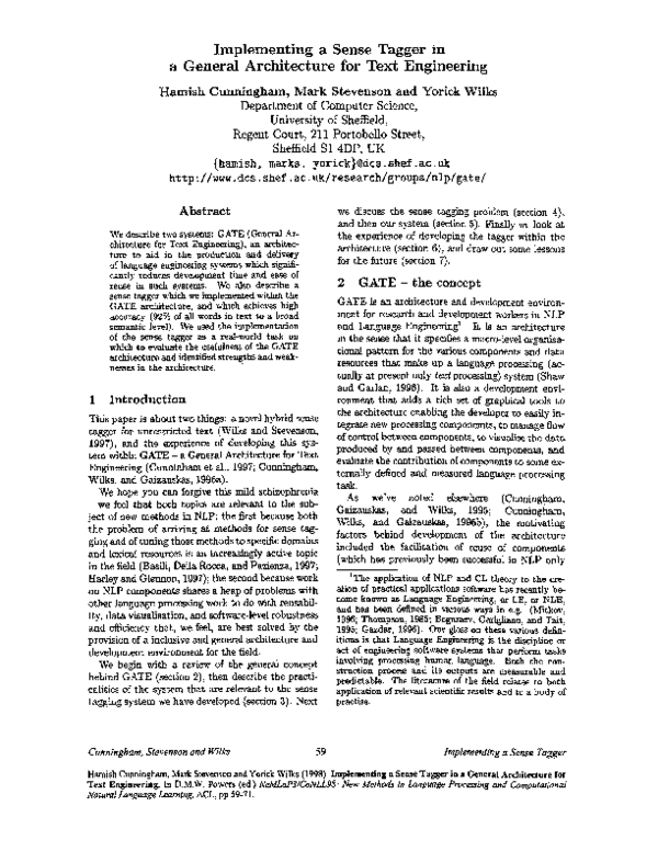 (PDF) Implementing a sense tagger in a general architecture for text ...