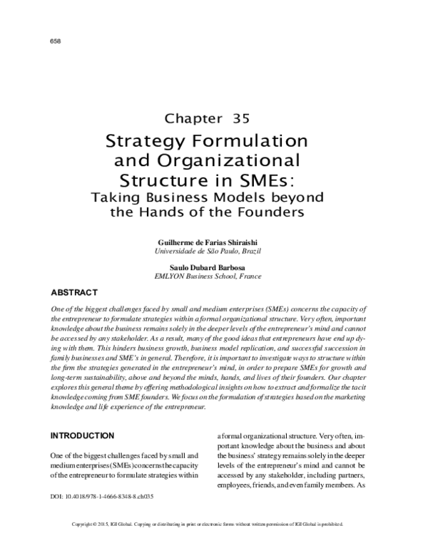 (PDF) Strategy Formulation and Organizational Structure in SMEs
