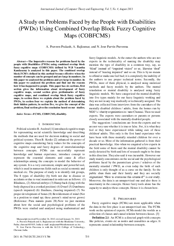 (PDF) A Study on Problems Faced by the People with Disabilities (PWDs ...