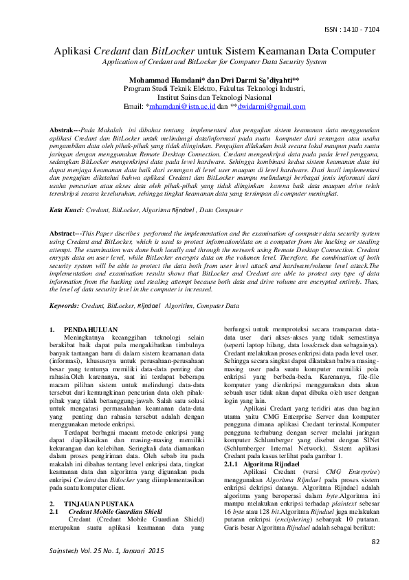 (PDF) Aplikasi Credant dan BitLocker untuk Sistem Keamanan Data Computer