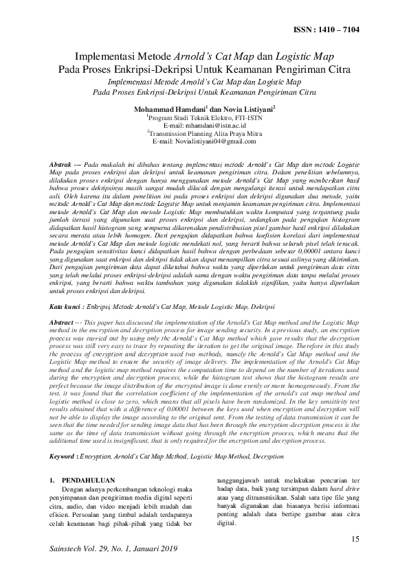 (PDF) Implementasi Metode Arnold’s Cat Map dan Logistic Map Pada Proses Enkripsi-Dekripsi Untuk ...