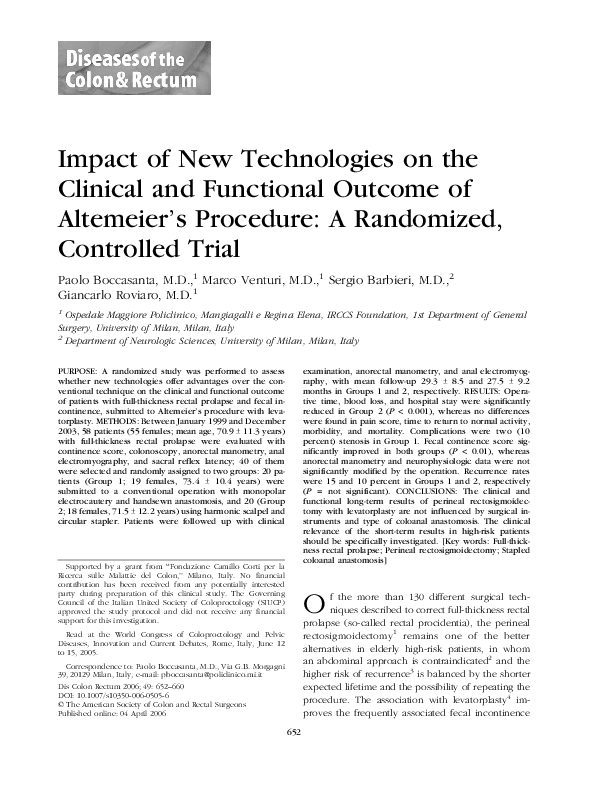 (PDF) Impact of New Technologies on the Clinical and Functional Outcome ...