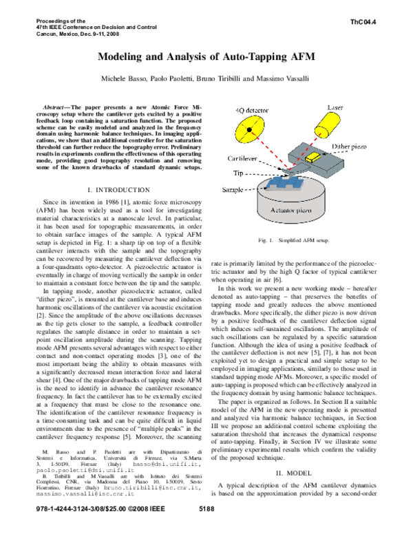 (PDF) Modeling and analysis of auto-tapping AFM