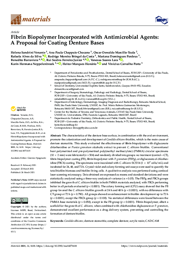 (PDF) Fibrin Biopolymer Incorporated with Antimicrobial Agents: A ...