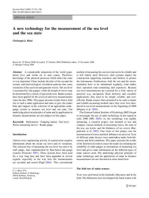 (PDF) A new technology for the measurement of the sea level and the sea ...