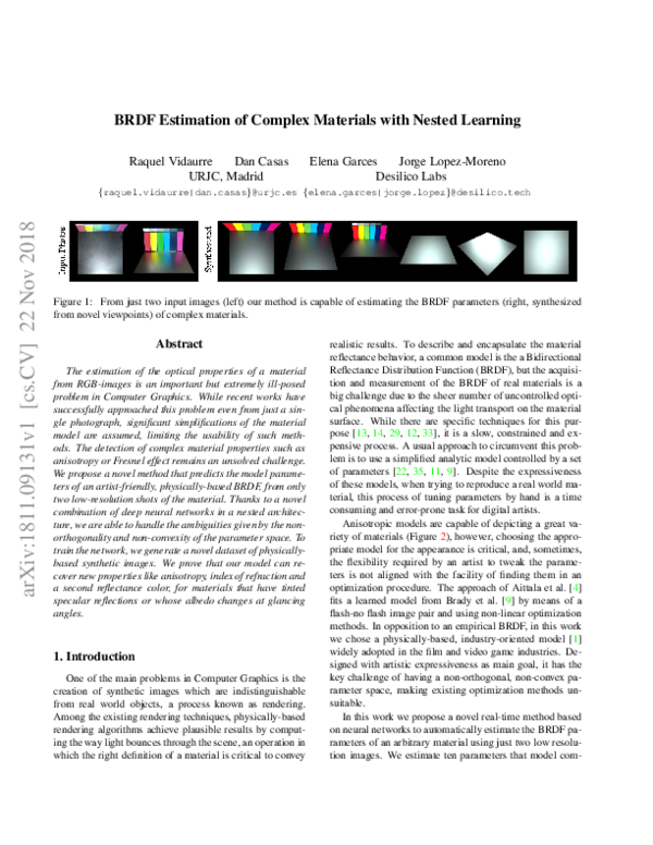 (PDF) BRDF Estimation of Complex Materials with Nested Learning