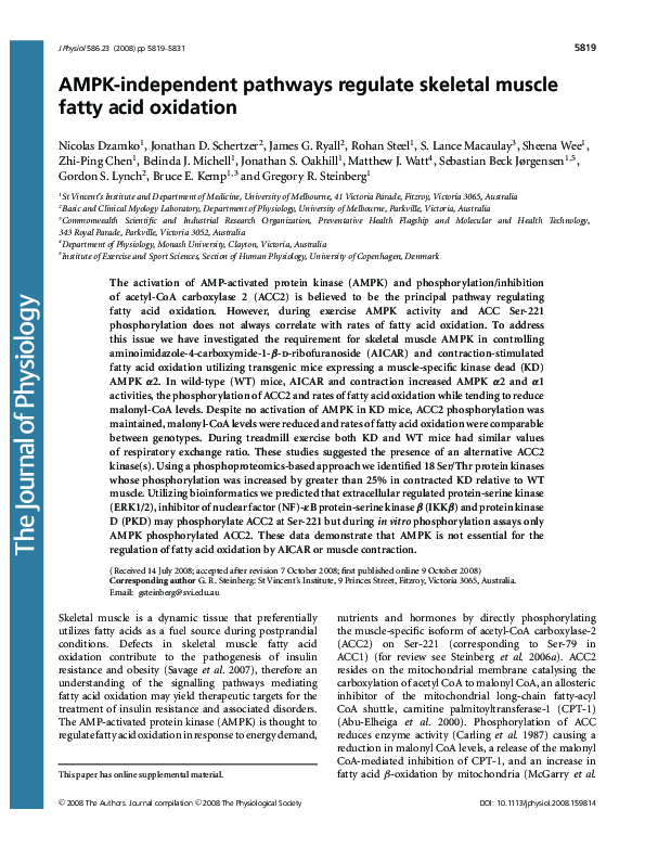(PDF) AMPK-independent pathways regulate skeletal muscle fatty acid ...