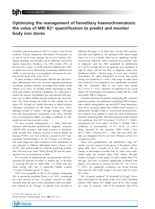 (PDF) Optimizing the management of hereditary haemochromatosis: the ...