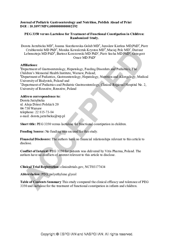 (PDF) PEG 3350 Versus Lactulose for Treatment of Functional ...