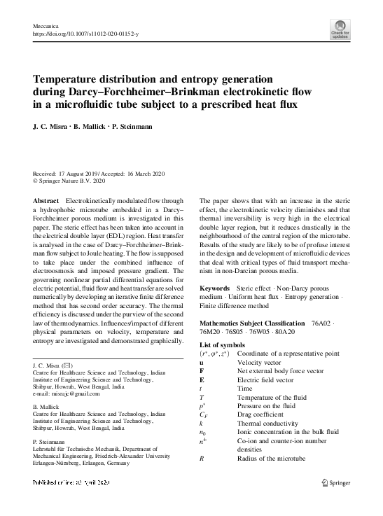 (PDF) Temperature distribution and entropy generation during Darcy–Forchheimer–Brinkman ...
