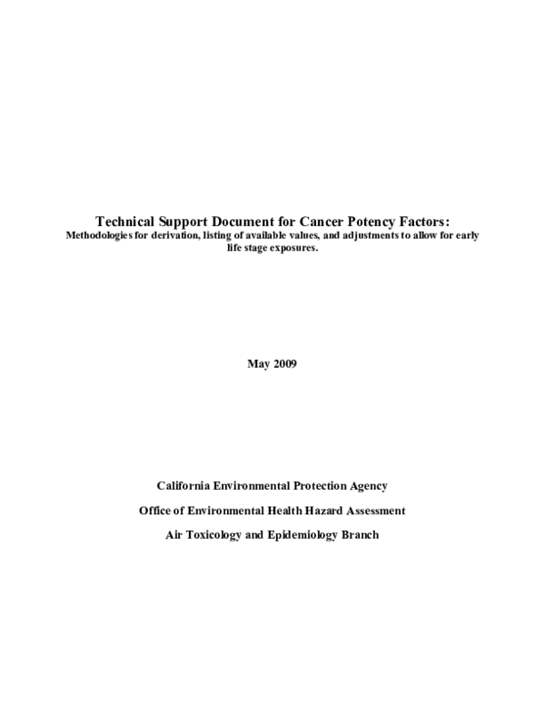 (PDF) Technical Support Document for Cancer Potency Factors | Andrew ...