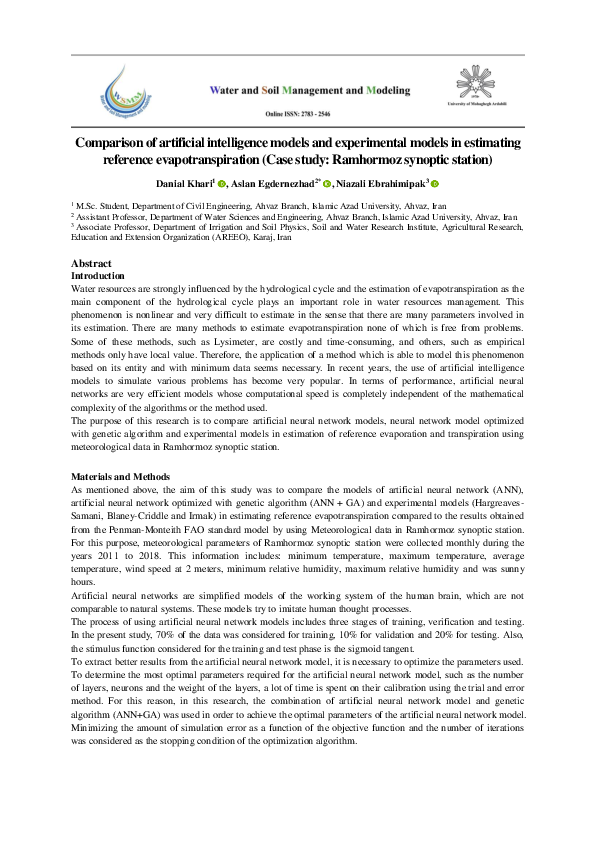 Pdf Comparison Of Artificial Intelligence Models And Experimental Models In Estimating