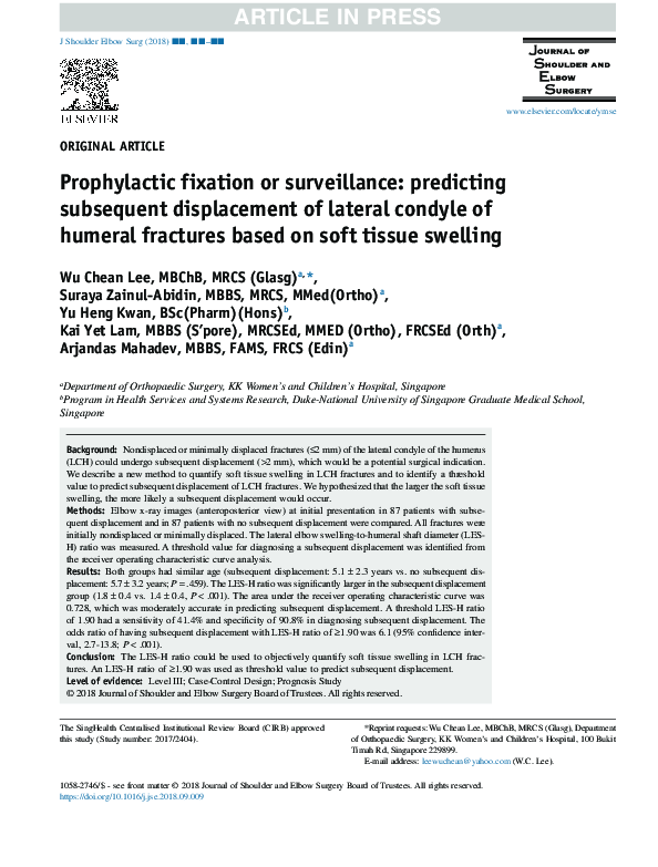 (PDF) Prophylactic fixation or surveillance: predicting subsequent ...