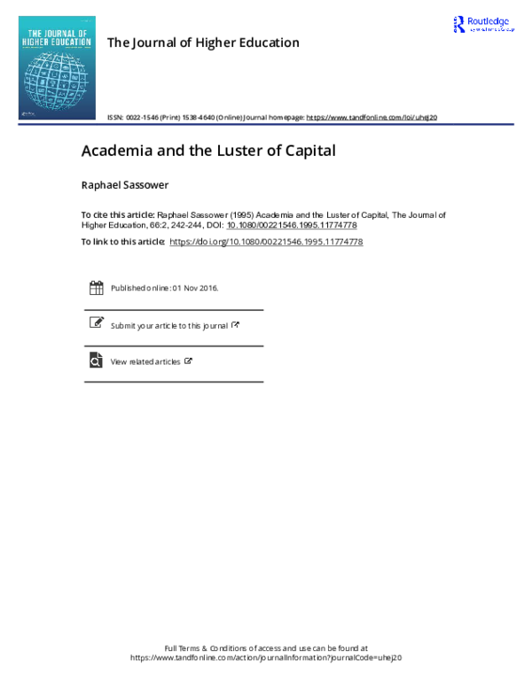 (PDF) Academia and the Luster of Capital
