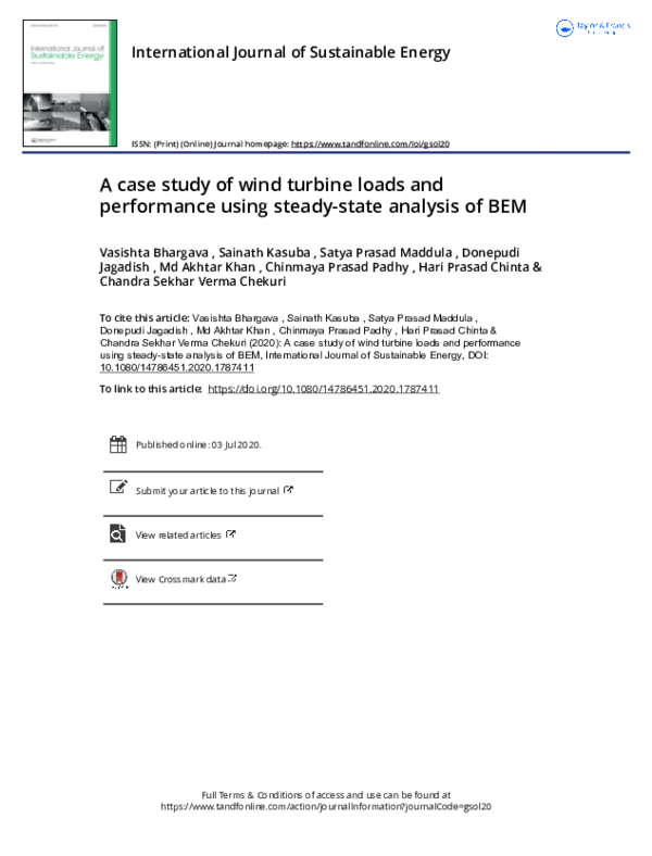 (PDF) A case study of wind turbine loads and performance using steady ...