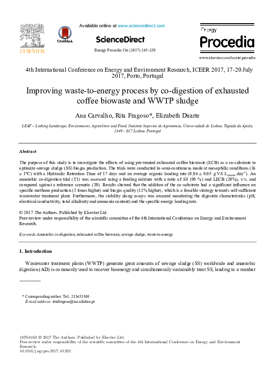 (PDF) Improving waste-to-energy process by co-digestion of exhausted ...