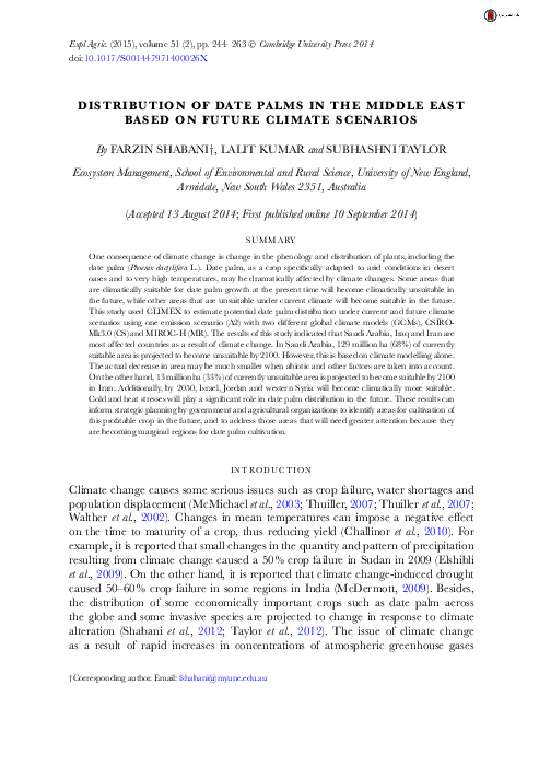 (PDF) Distribution of Date Palms in the Middle East Based on Future ...