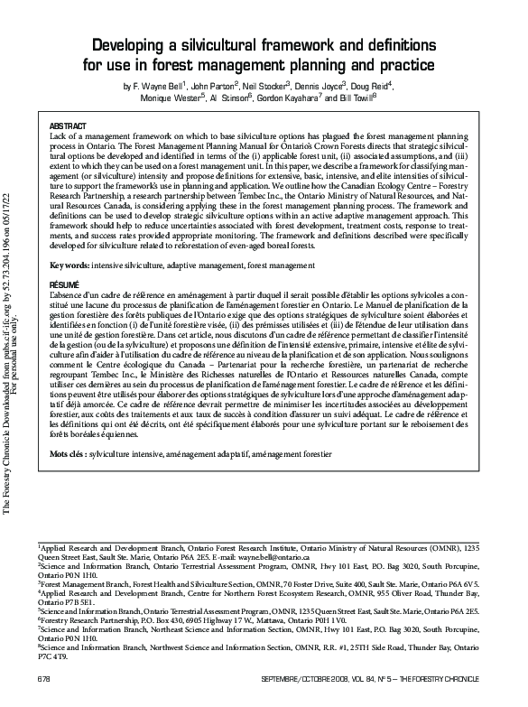 (PDF) Developing a silvicultural framework and definitions for use in ...