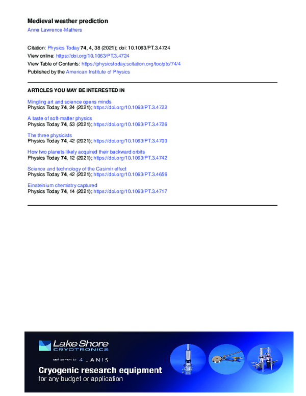 (PDF) Medieval weather prediction