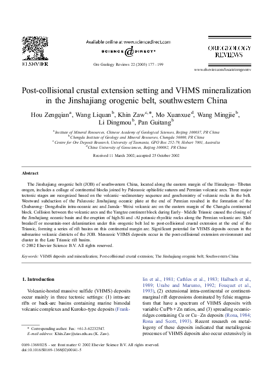 (PDF) Post-collisional crustal extension setting and VHMS ...
