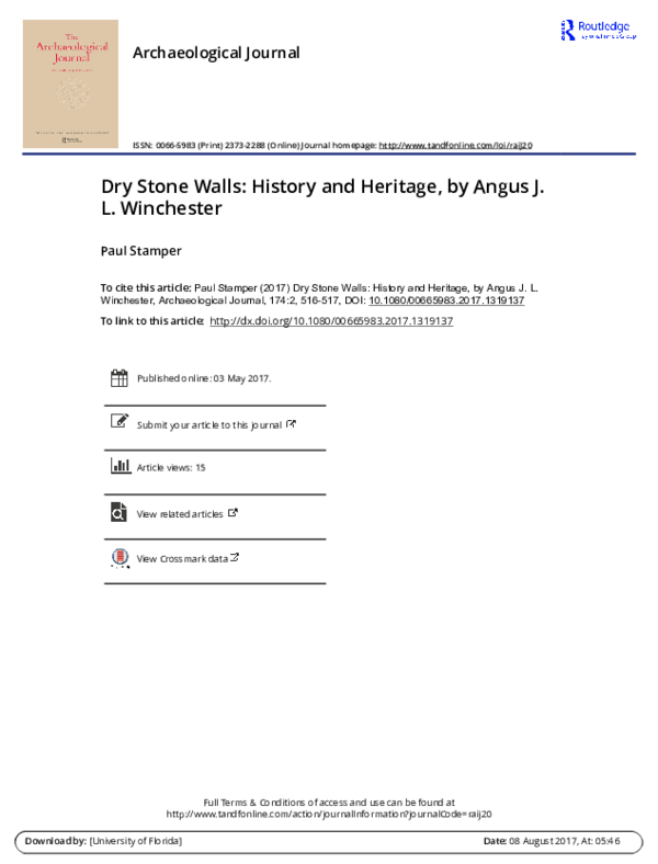 (PDF) Dry Stone Walls: History and Heritage, by Angus J. L. Winchester