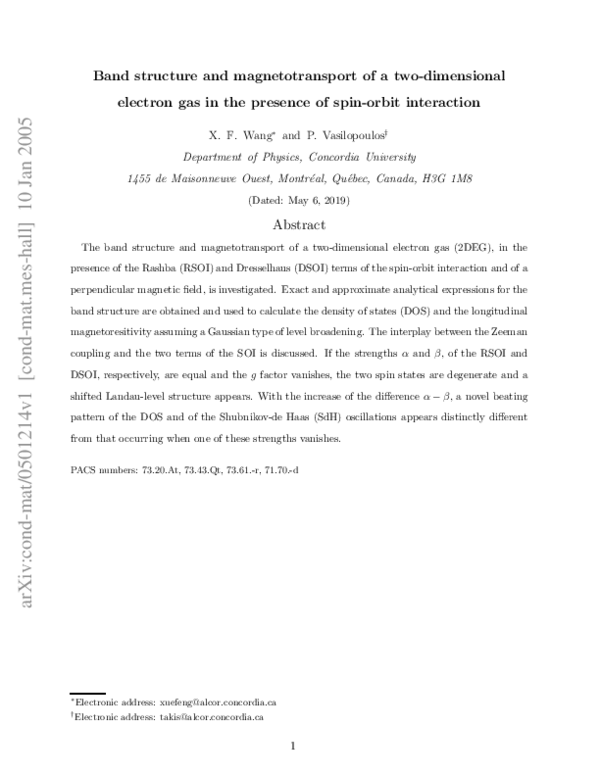 (PDF) Band structure and magnetotransport of a two-dimensional electron gas in the presence of ...