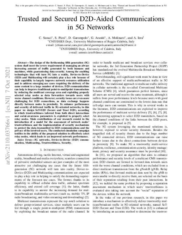 (PDF) Trusted and secured D2D-aided communications in 5G networks