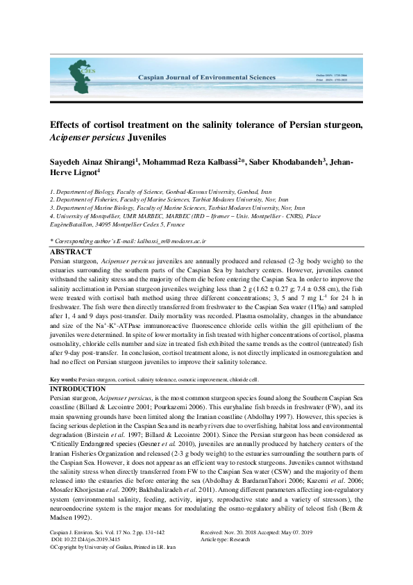(PDF) Salinity effects on osmoregulation and gill morphology in ...