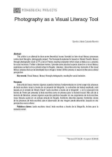 (PDF) Photography as a Visual Literacy Tool