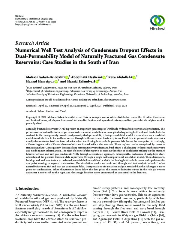 (PDF) Numerical Well Test Analysis of Condensate Dropout Effects in ...