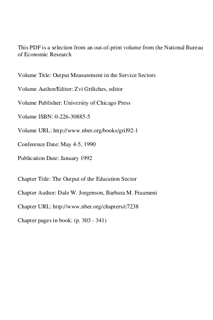 (PDF) Measuring Economic Output in Education