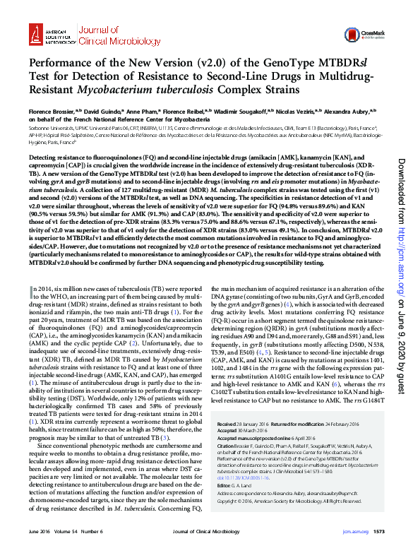 (PDF) Performance of the New Version (v2.0) of the GenoType MTBDR sl ...