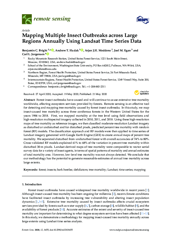 (PDF) Mapping Multiple Insect Outbreaks across Large Regions Annually ...