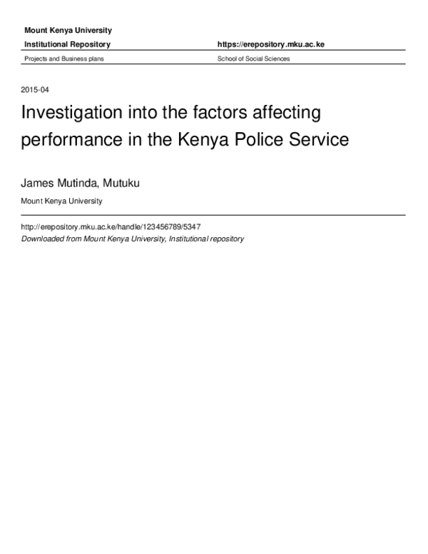 (PDF) Investigation into the factors affecting performance in the Kenya ...