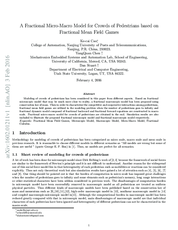 (PDF) A fractional micro-macro model for crowds of pedestrians based on ...