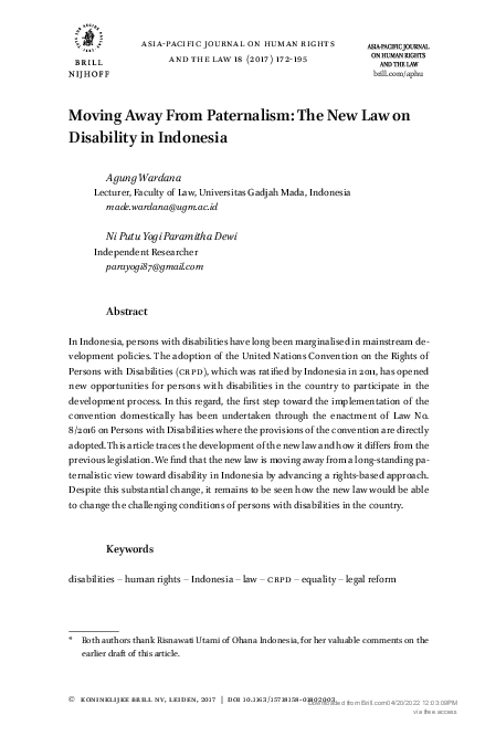 (PDF) Moving Away From Paternalism: The New Law on Disability in ...