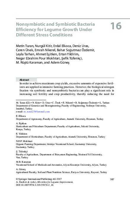 (PDF) Nonsymbiotic and Symbiotic Bacteria Efficiency for Legume Growth Under Different Stress ...