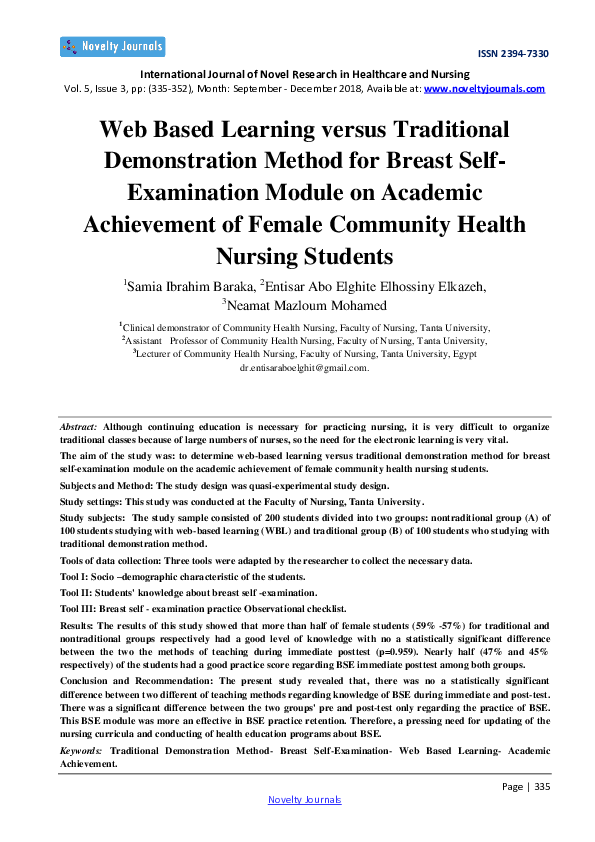 (PDF) Web Based Learning versus Traditional Demonstration Method for ...