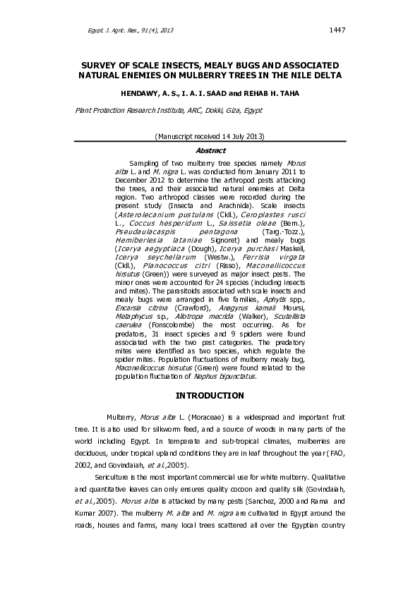 (PDF) Survey of Scale Insects, Mealy Bugs and Associated Natural ...