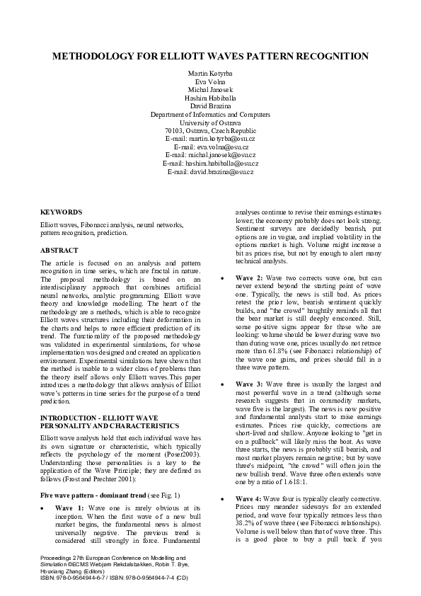 (PDF) Methodology For Elliott Waves Pattern Recognition
