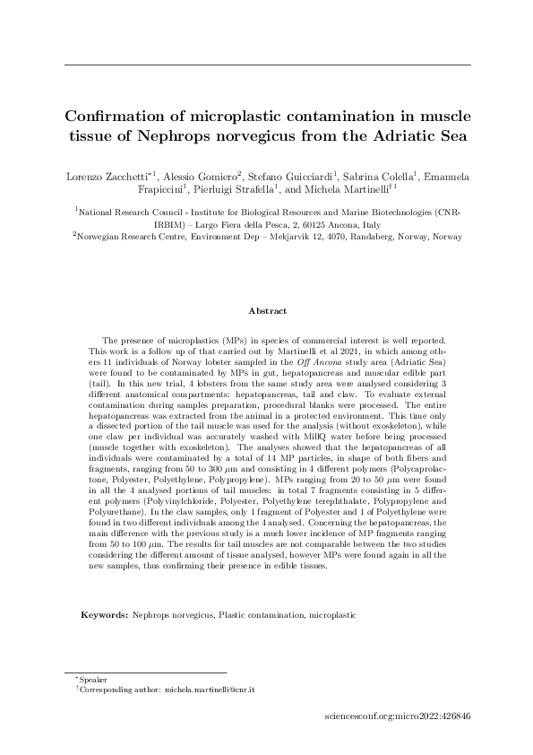 (PDF) Confirmation of microplastic contamination in muscle tissue of Nephrops norvegicus from ...