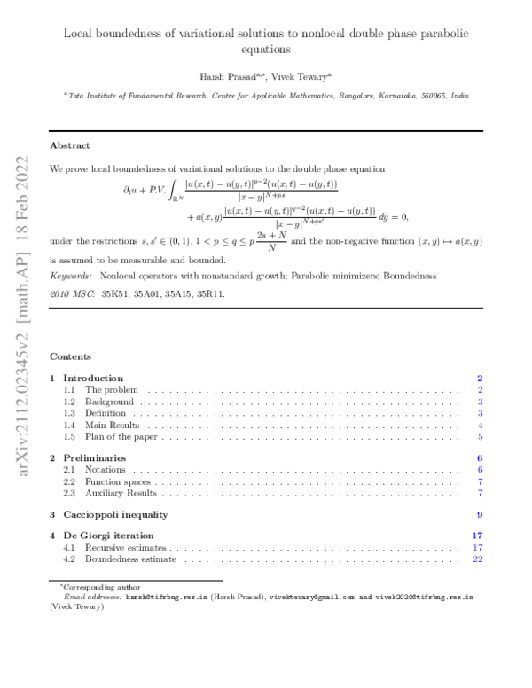 (PDF) Local boundedness of variational solutions to nonlocal double phase parabolic equations ...